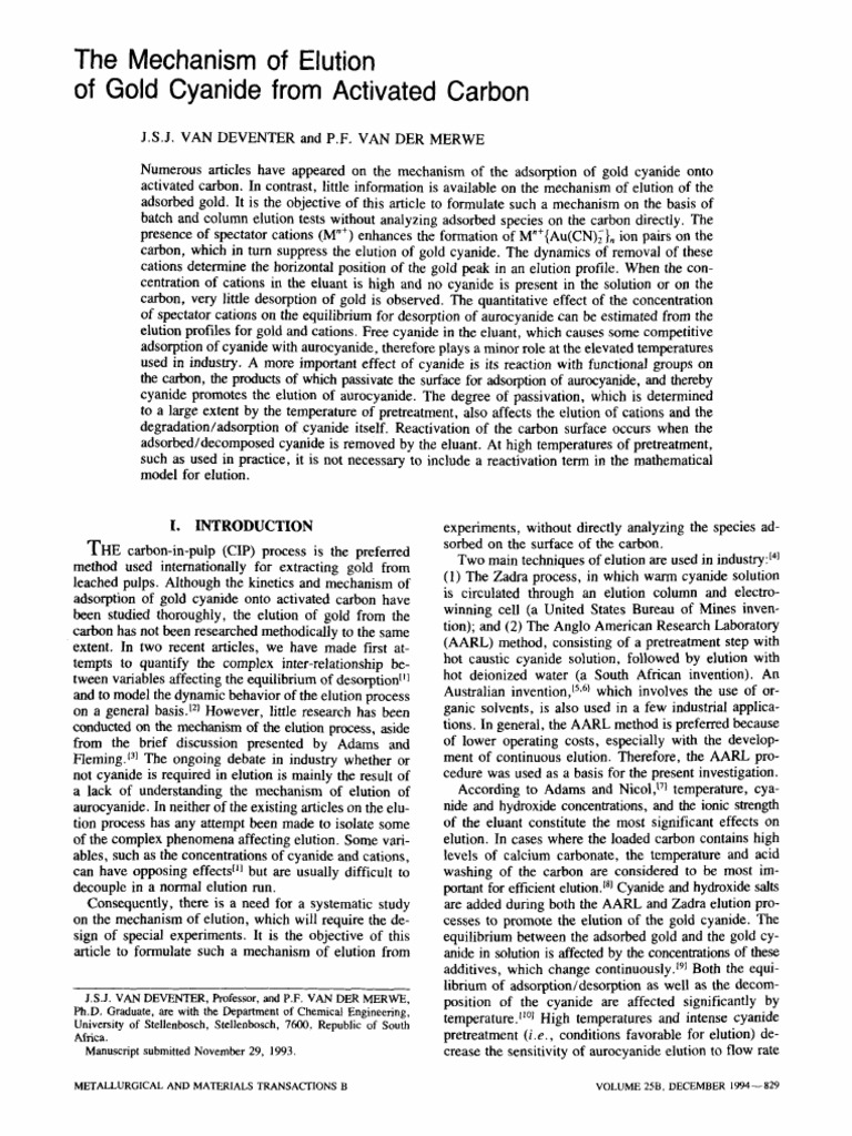 The Mechanism of Gold Cyanide of Elution From Activated Carbon | PDF ...