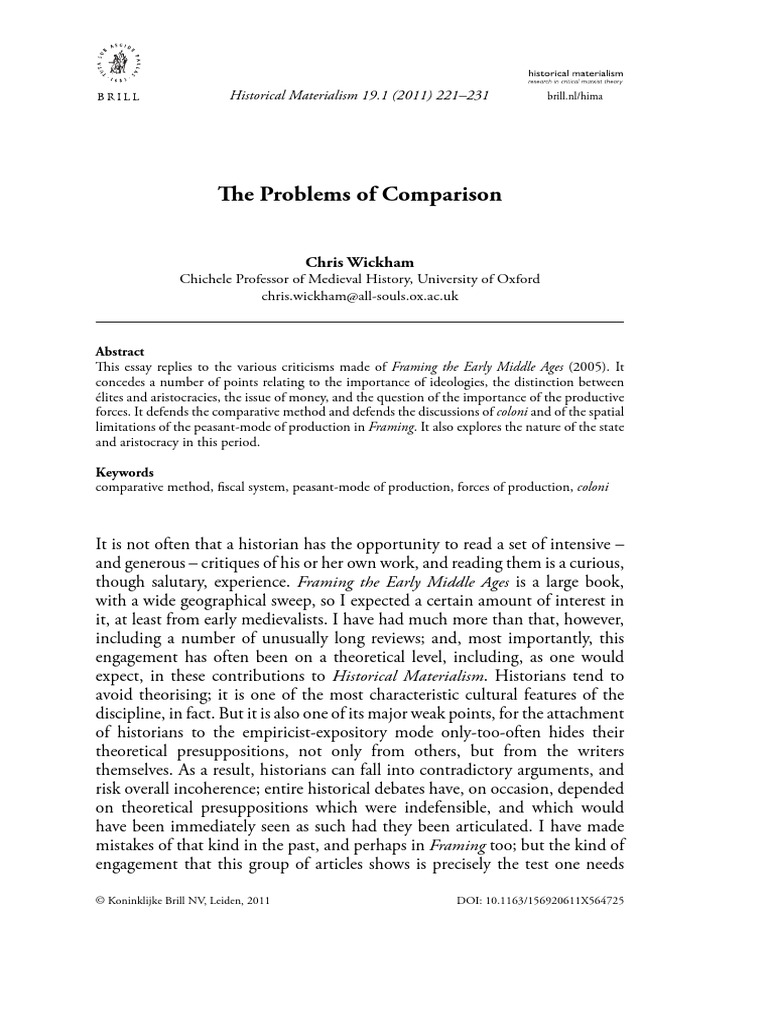 The Problems of Comparison: Chris Wickham | PDF | Leasehold Estate | Landlord