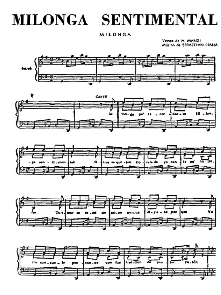 Milonga Sentimental Partitura | PDF