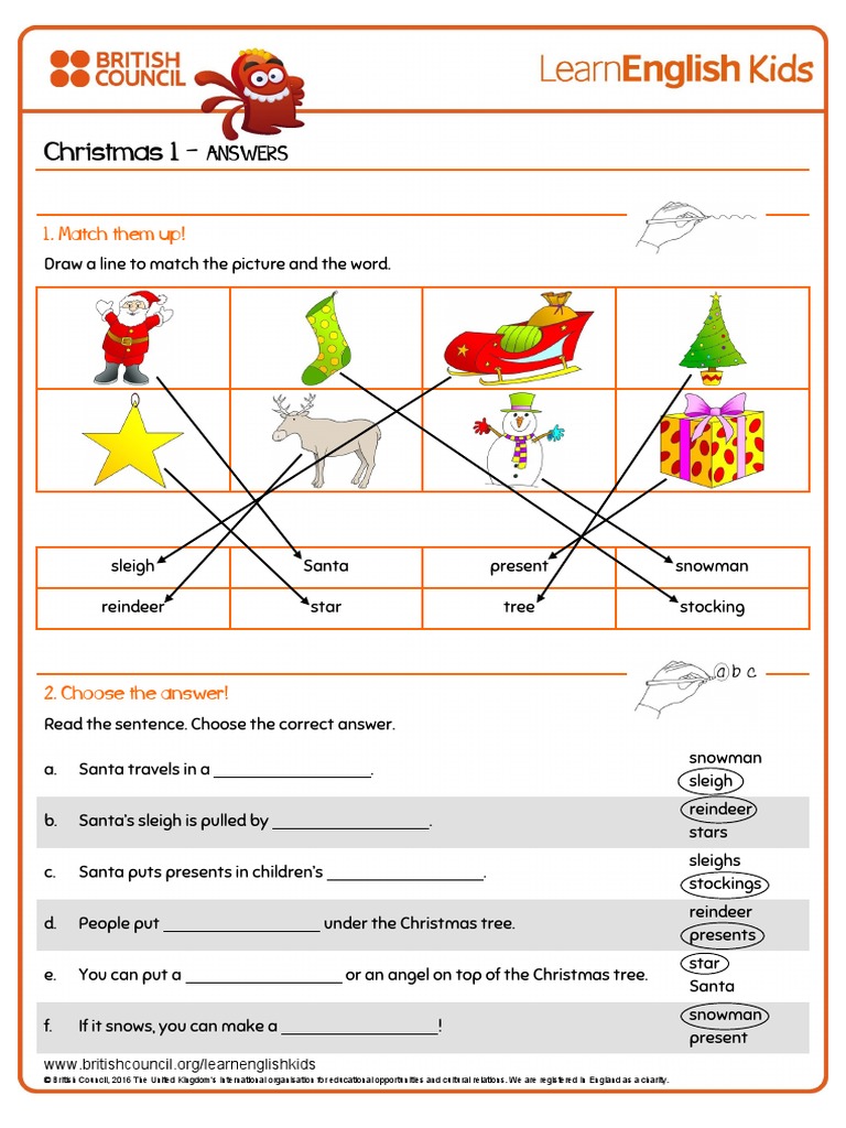 Worksheets Christmas 1 Answers PDF | PDF | Santa Claus | Christmas ...