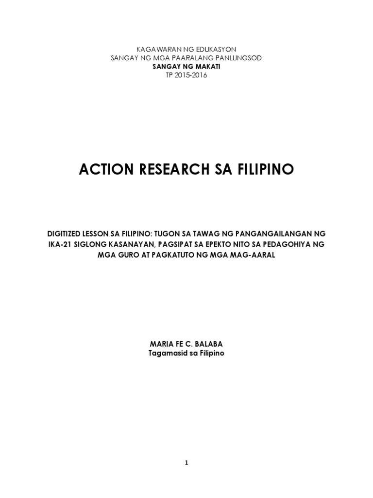 Action Research Sa Filipino | PDF