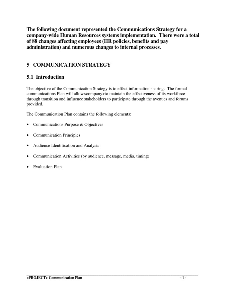 Sample Communication Strategy | PDF | Human Resources | Communication