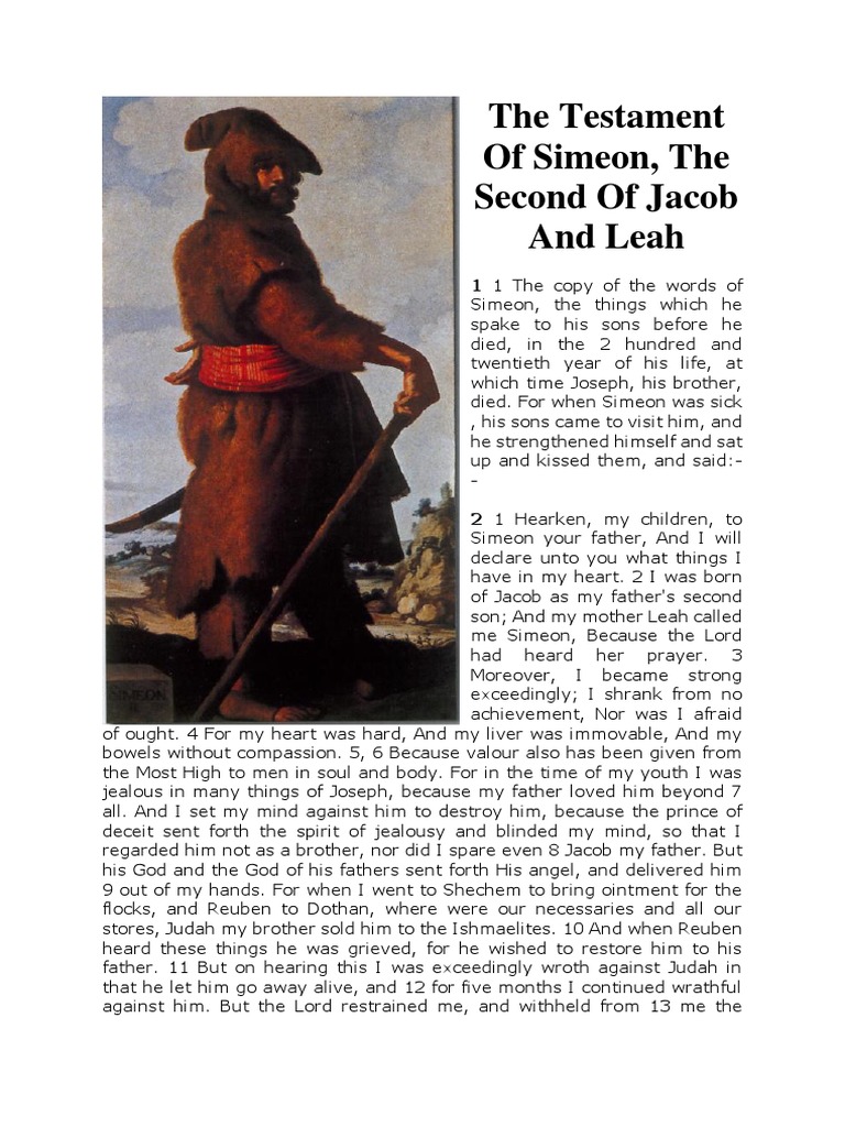 Art The Testament of Simeon | PDF | Shabbat Prayers | Jacob