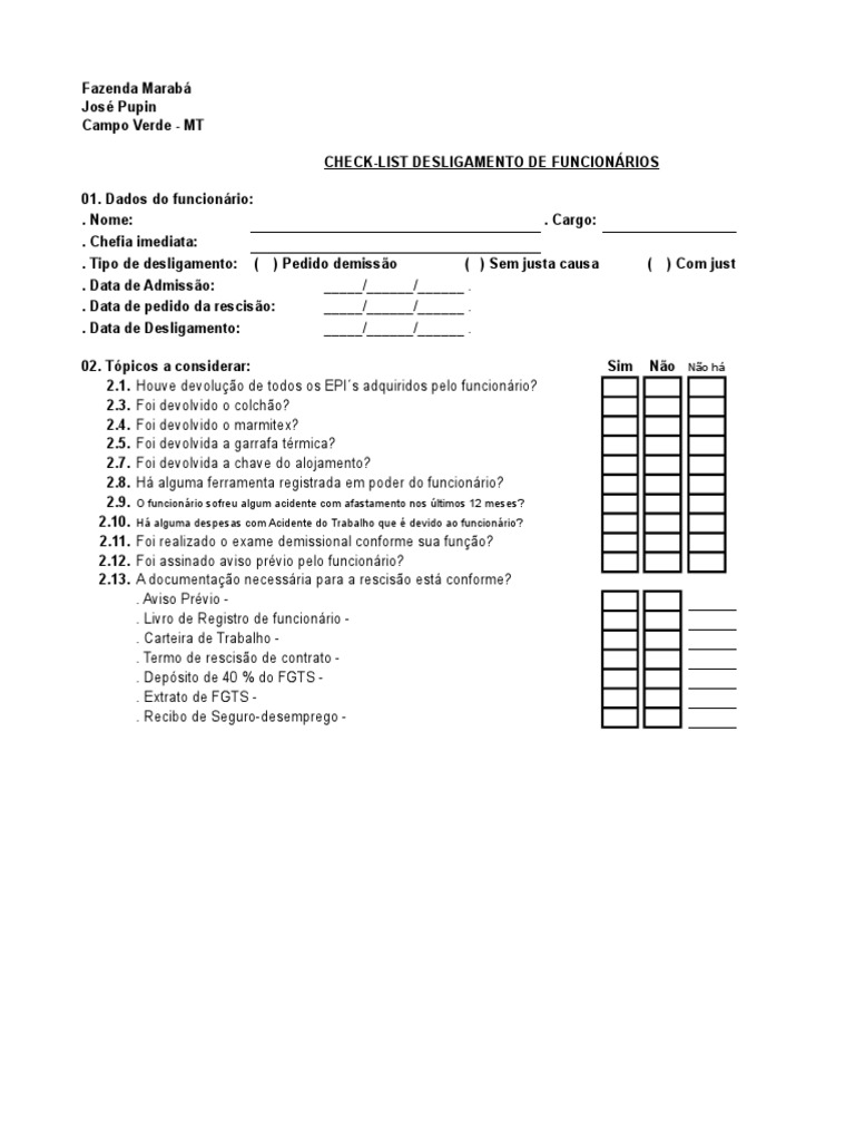 Check-List Desligamento | PDF | Business