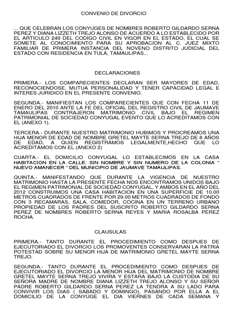 Divorcio Voluntario | PDF