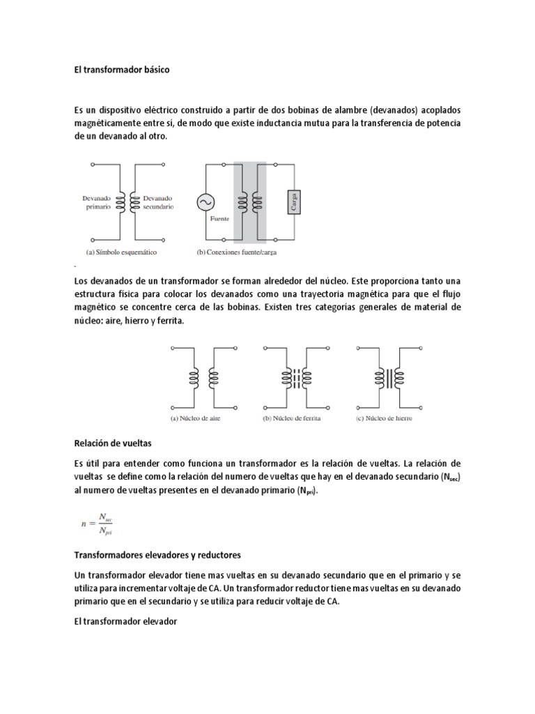 El Transformador Básico Resumen | PDF | Transformador | Inductor