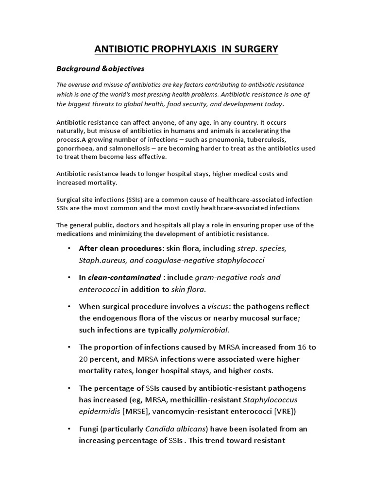 Antibiotic Prophylaxis in Surgery | PDF | Antimicrobial Resistance ...