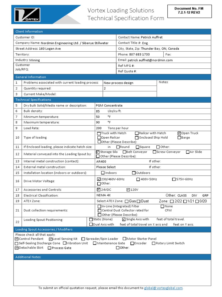 Vortex Loading Spout Data PDF | Download Free PDF | Truck ...