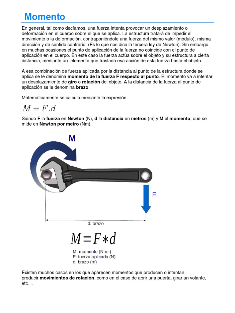 Concepto de Momento | PDF | Vector Euclidiano | Fuerza