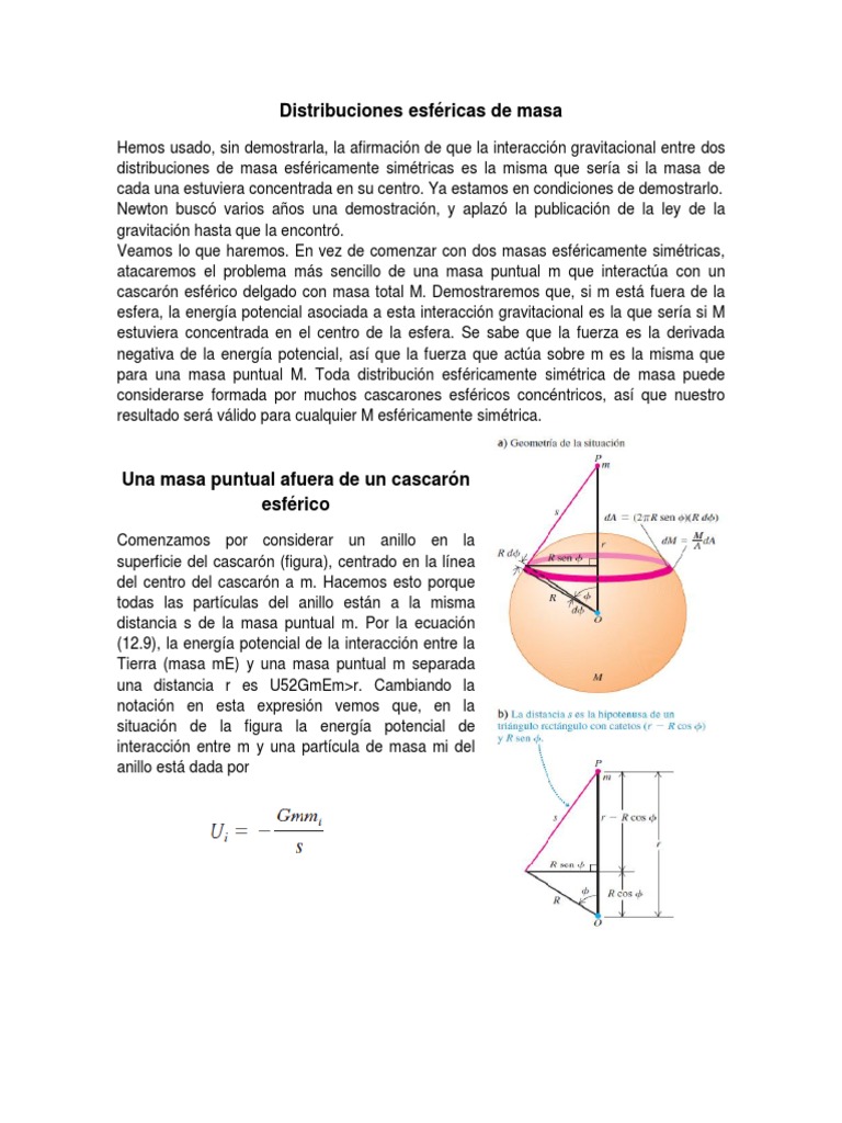 Distribucion Esferica de Masas | PDF | Masa | Gravedad