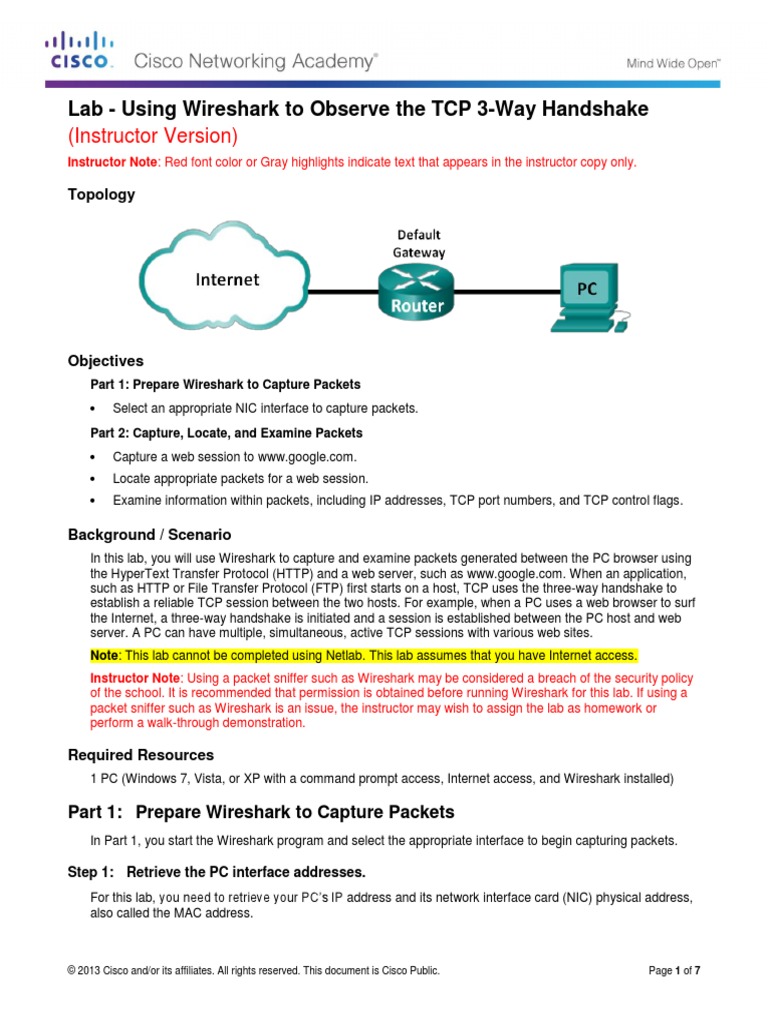 7.2.1.8 Lab - Using Wireshark To Observe The TCP 3-Way Handshake - ILM ...