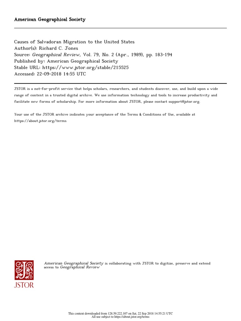 Causes of Salvadoran Migration To The United States | PDF | El Salvador ...