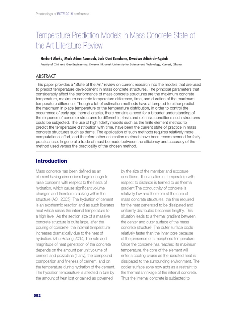 Temperature Prediction in Mass Concrete | PDF | Concrete | Heat
