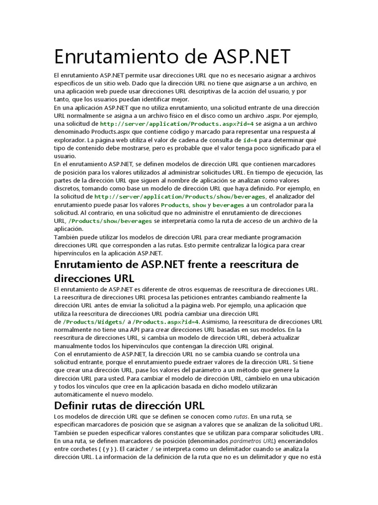 Enrutamiento de ASP | PDF | Protocolo de Transferencia de Hipertexto | Servidor web