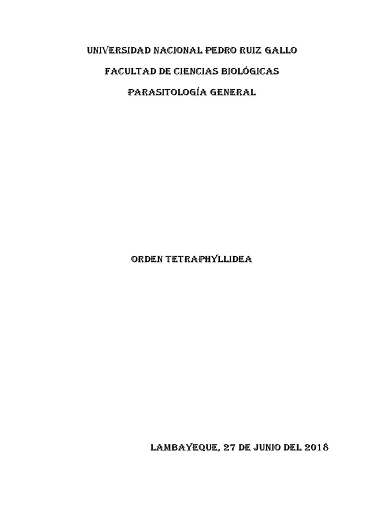 Orden Tetraphyllideo | PDF | Organismos | Naturaleza
