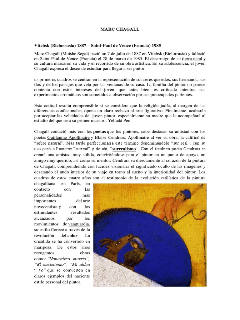Biografía de Marc Chagall y su arte | PDF | Wassily Kandinsky | Escultura