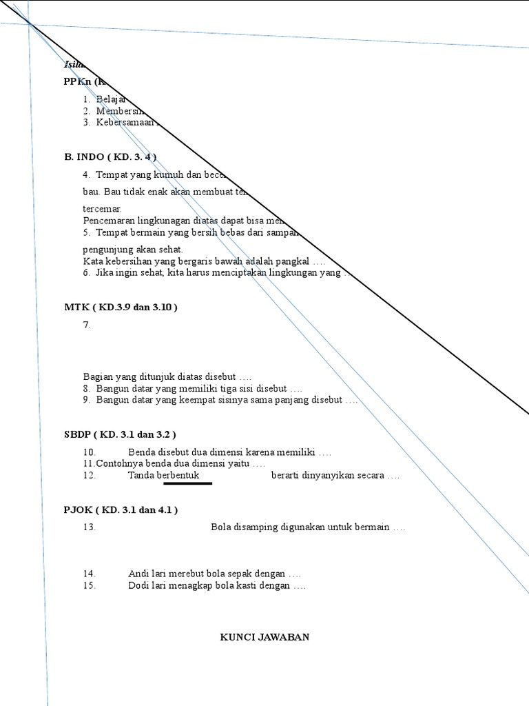 Soal UH Tema 4 Sub Tema 1,2 | PDF | Olahraga & Rekreasi