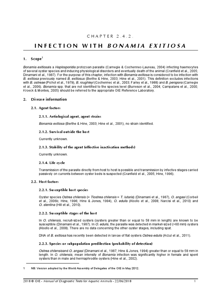 Chapitre Bonamia Exitiosa | PDF | Polymerase Chain Reaction | Histology