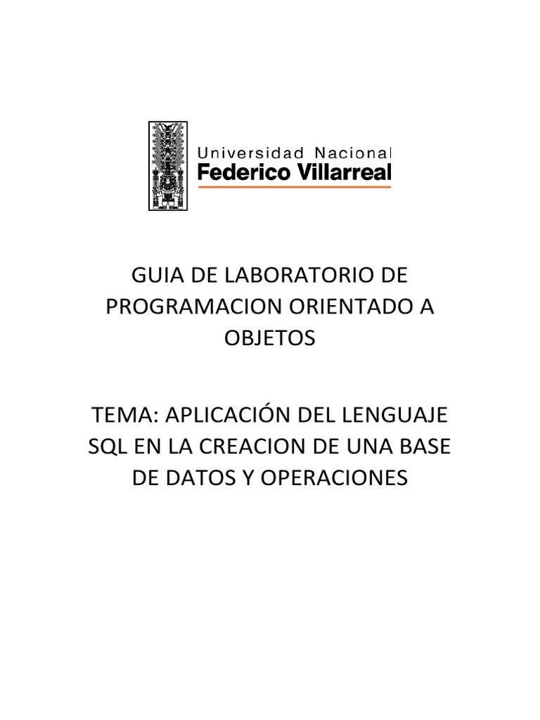 Guia de Laboratorio de Poo Unfv | PDF | SQL | Bases de datos
