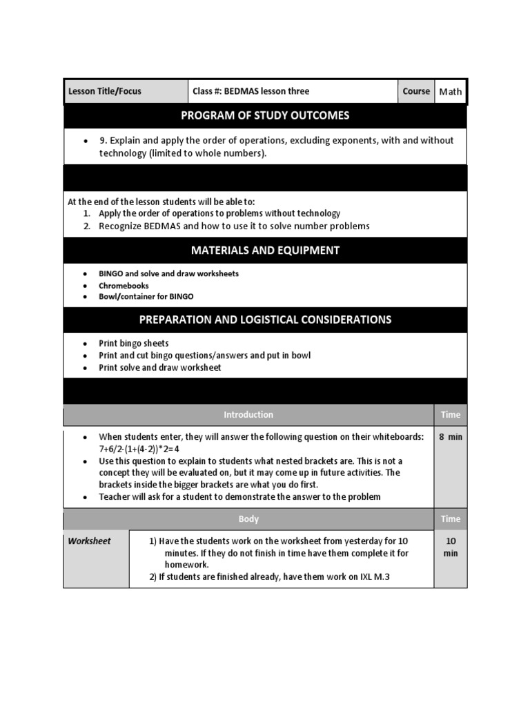 Order of Ops Lesson 3 | PDF | Education Theory | Educational Psychology