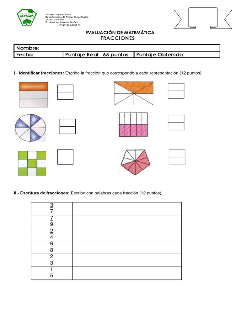 Prueba Fracciones | PDF | Fracción (Matemáticas) | Notación