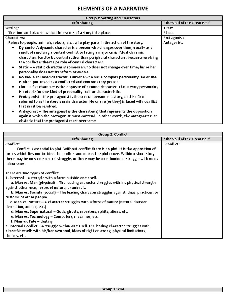 Elements of A Narrative | PDF | Narration | Plot (Narrative)