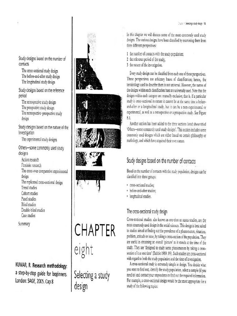 Kumar (2005) Cap 08 - Selecting A Study Design | PDF