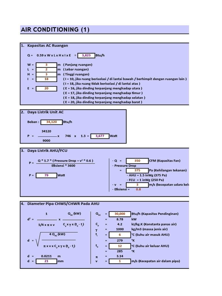 Engineering Calculations for AC Systems | PDF