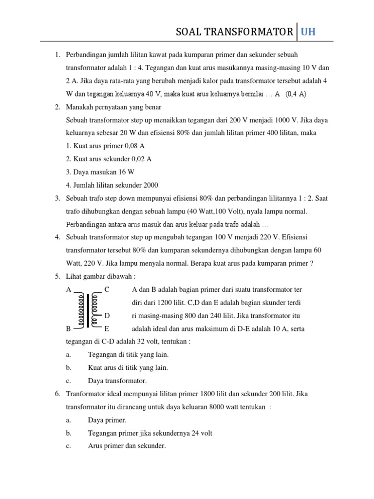 Soal Transformator | PDF
