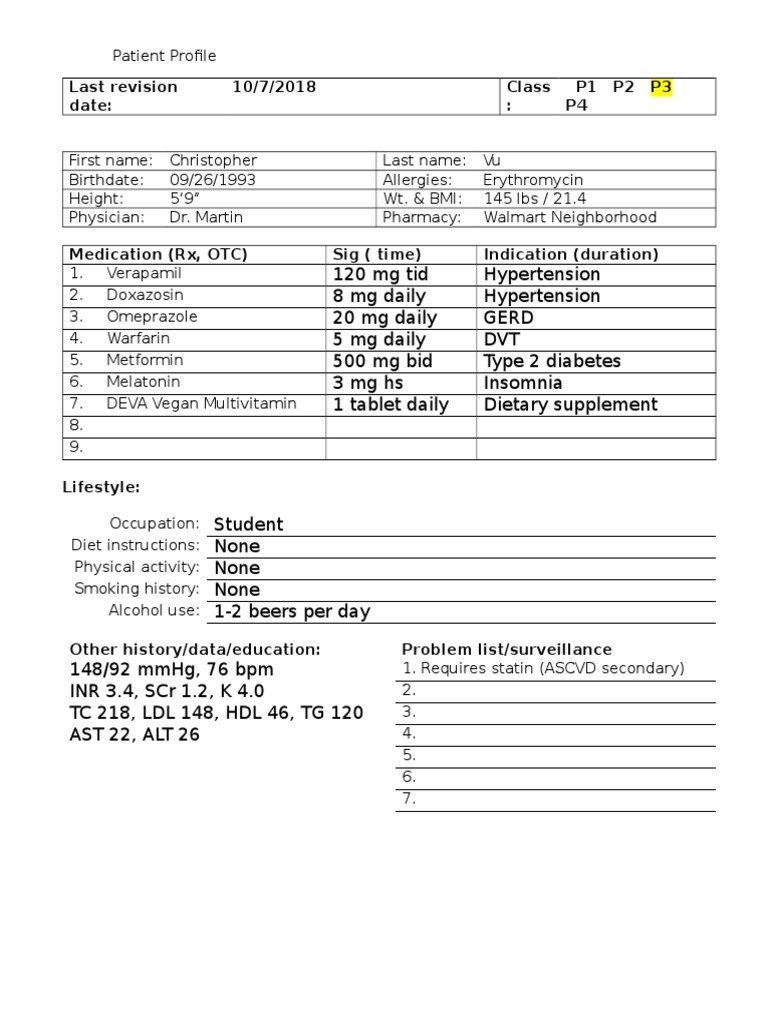 Patient profile summary | PDF