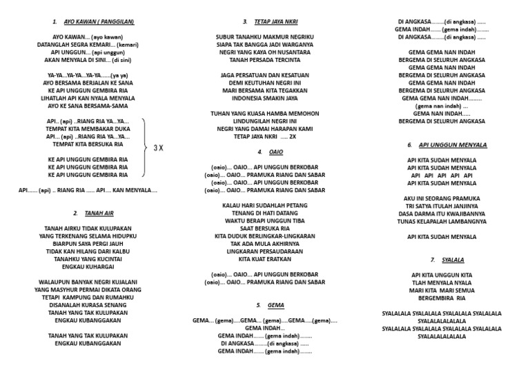 Lirik Lagu AYO KAWAN | PDF