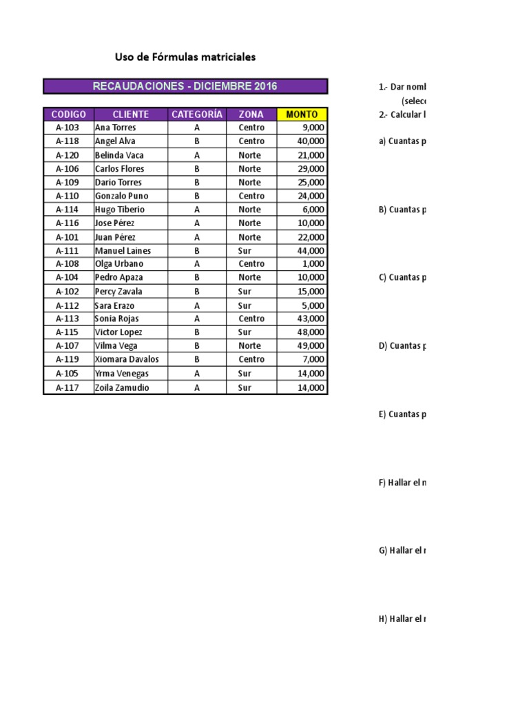 Copia de Formulas Matriciales - XLSX 1 | PDF
