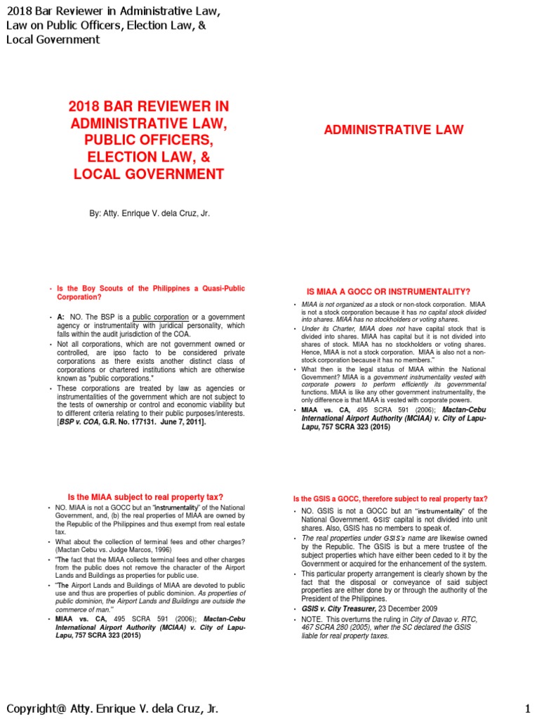 2018 Bar Reviewer in Admin Public Officers Election Local Govt | PDF ...