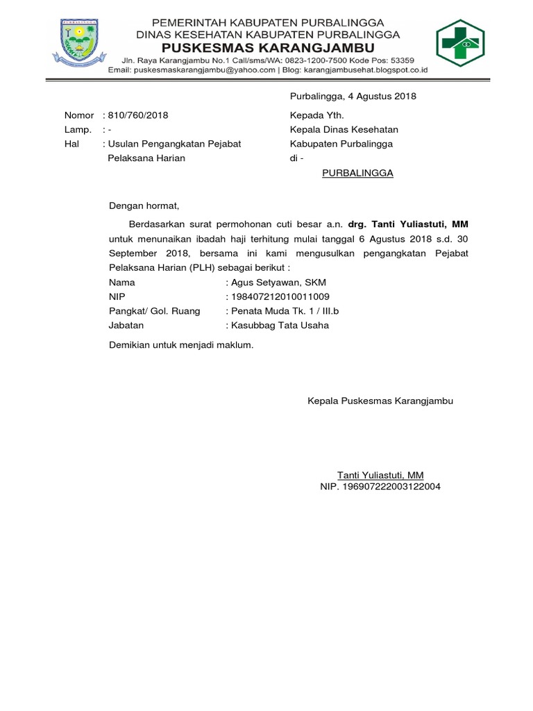 Usulan Pengangkatan PLH | PDF