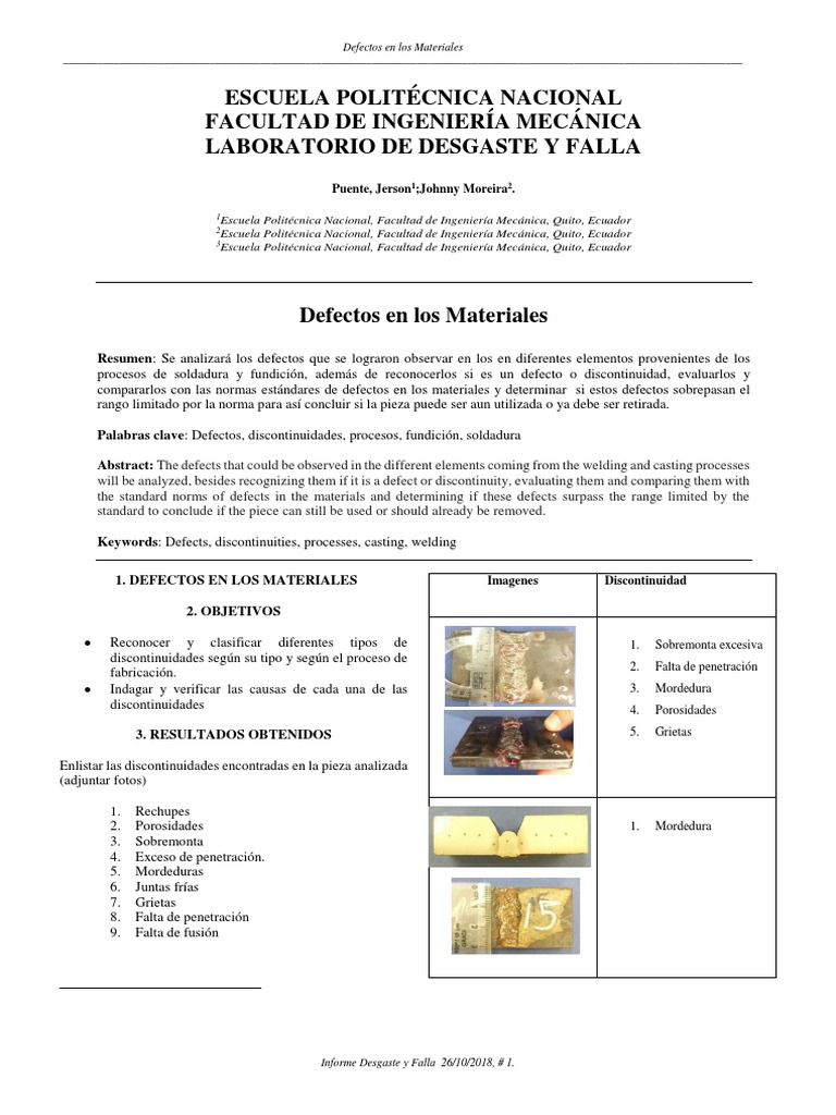 Defectos en Los Materiales. Practica 1 | PDF | Soldadura | Construcción