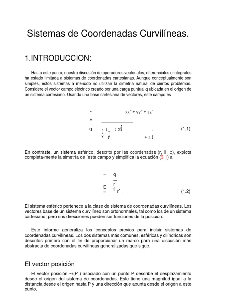 Sistemas de Coordenadas Curvilíneas | PDF | Sistema coordinado | Vector Euclidiano