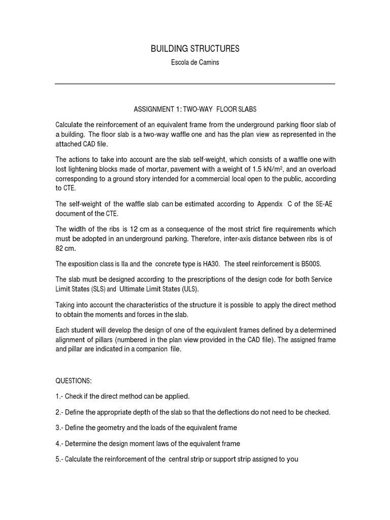 Building Structures Assignment 1 | PDF | Column | Bending