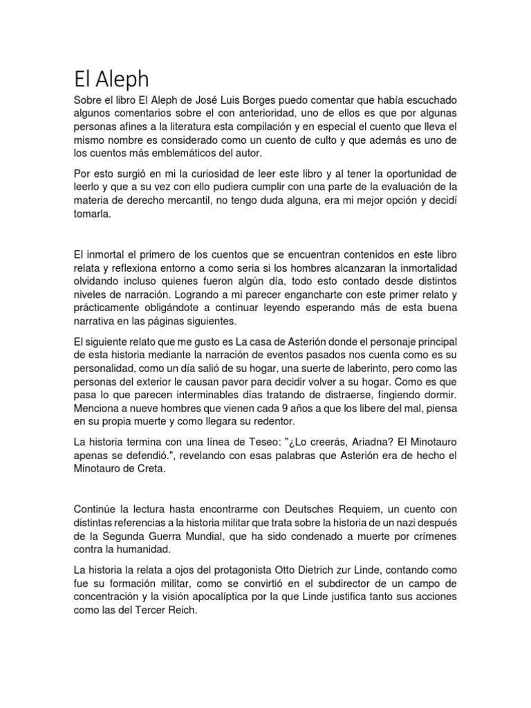 El Aleph | PDF | Cuentos