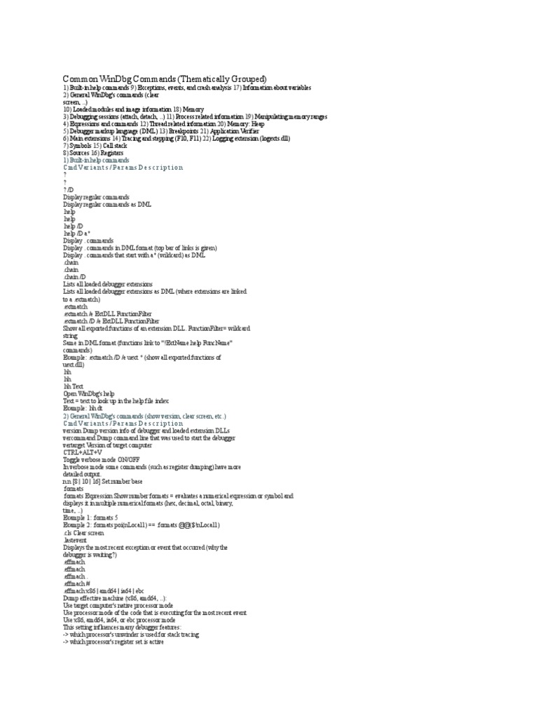 DBG Cmds | PDF | Pointer (Computer Programming) | String (Computer Science)