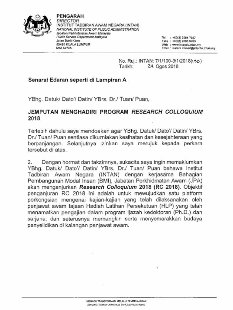 Contoh Surat Jemputan Menghadiri Program Pdf