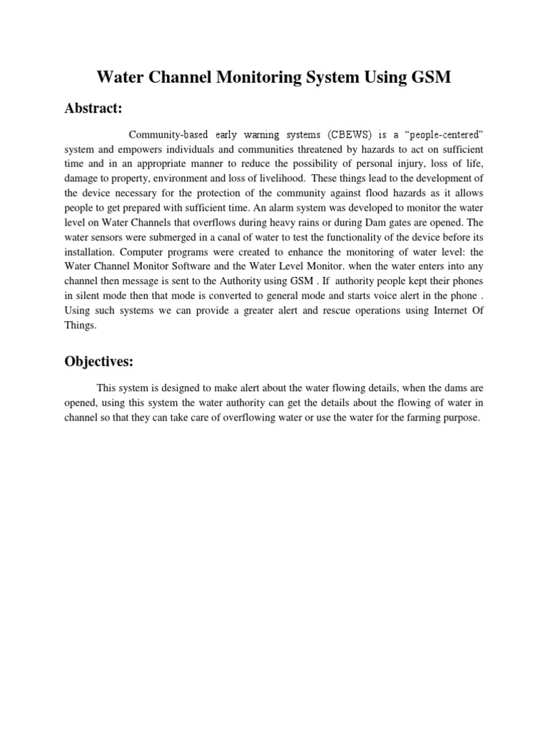 Water Chanell Monitoring System Using GSM | PDF | Embedded System ...