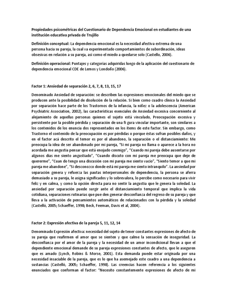 Psychometric Properties of the Emotional Dependence Questionnaire in ...