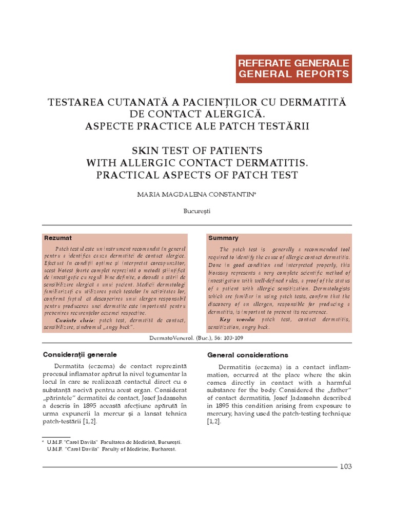 Patch Test | PDF | Allergen | Allergy