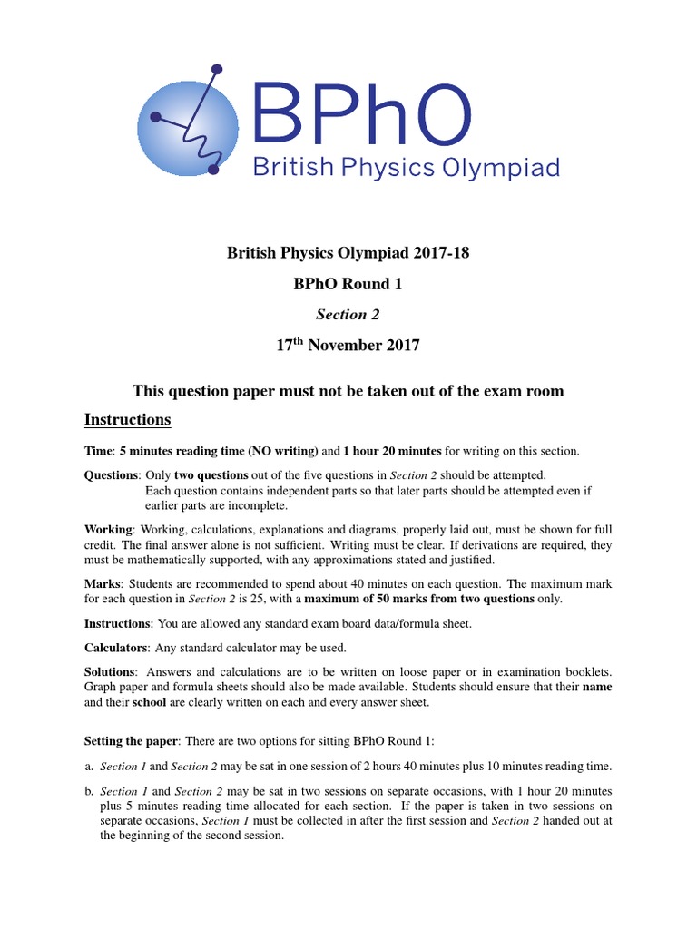 BPhO Round 1 2017-2018 S2 PDF | PDF | Lens (Optics) | Refractive Index