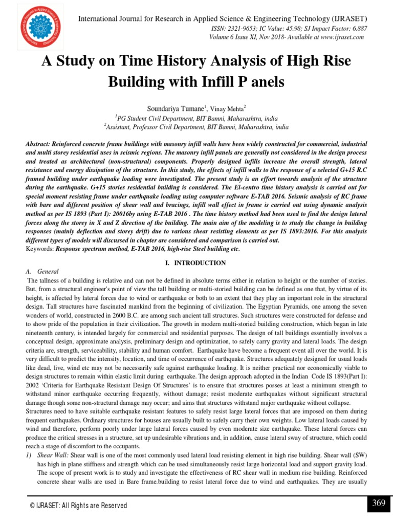 A Study On Time History Analysis of High Rise Building With Infill P ...