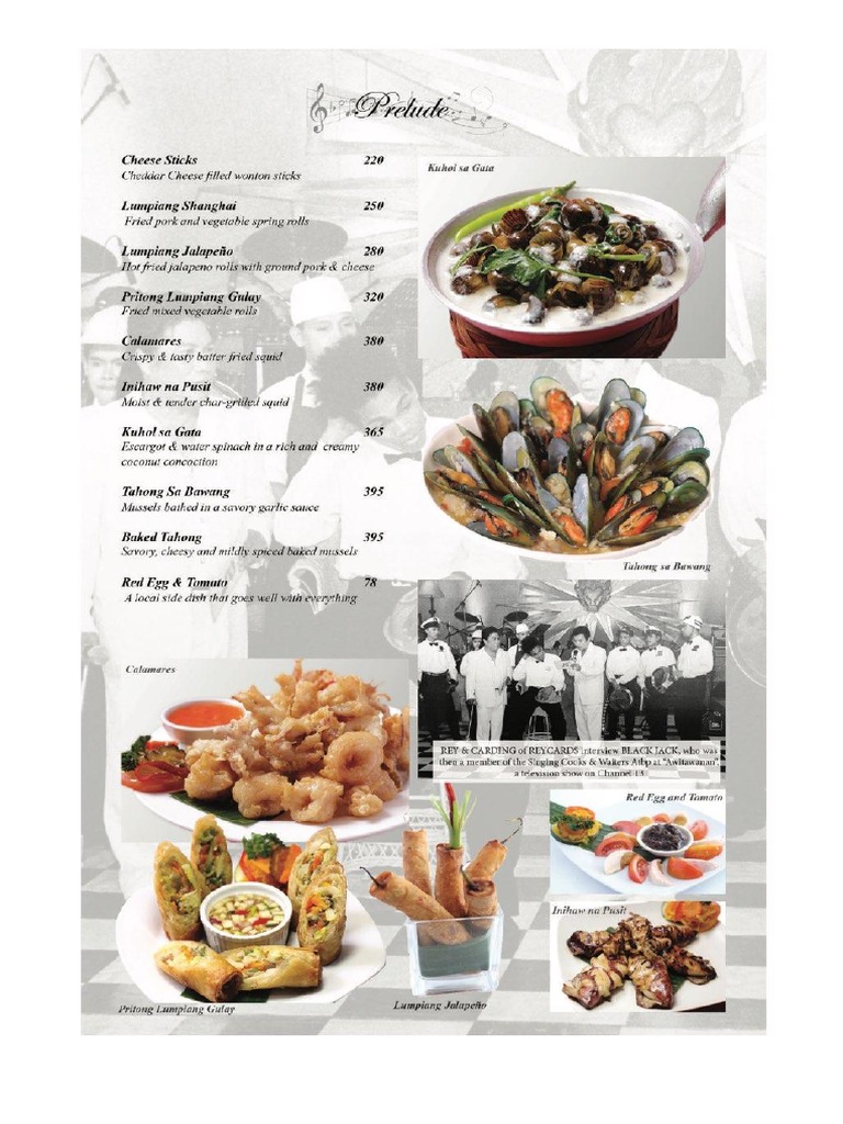 Singing Cooks and Waiters Menu | PDF
