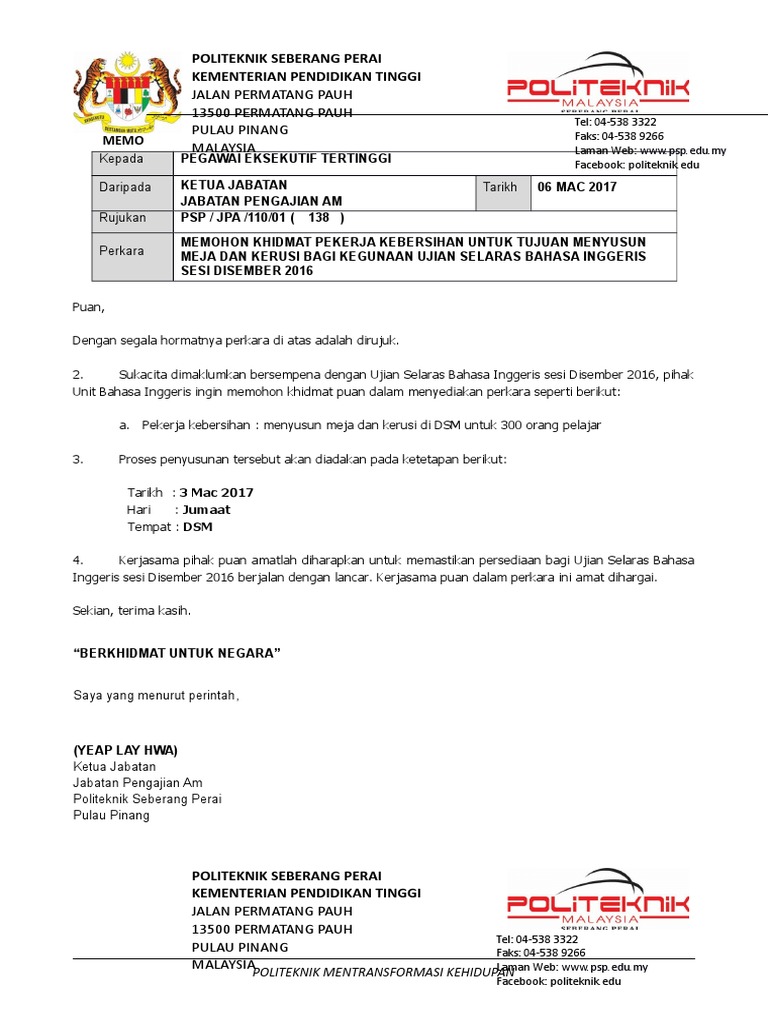 Memo Ujian Selaras | PDF