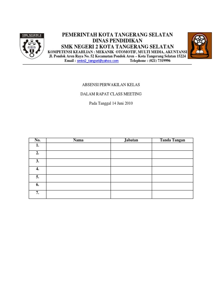 Absensi Class Meeting | PDF