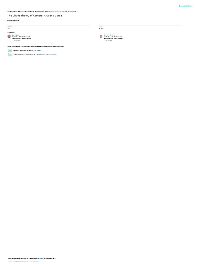 The Chaos Theory of Careers: A User's Guide: Australian Catholic ...