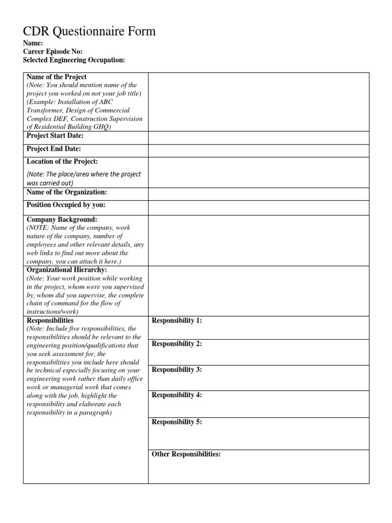 CDR - Form - New - Project 3 | PDF